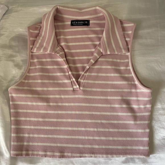 Liz & Sara | Tops | Liz Sara S Pink And White Striped Ribbed Knit ...